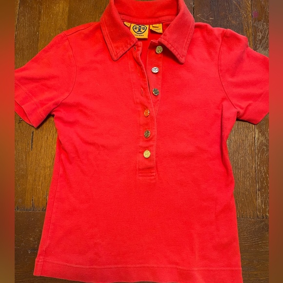 Tory Burch | Tops | Tory Burch Collared Polo Shirt With Gold Buttons ...
